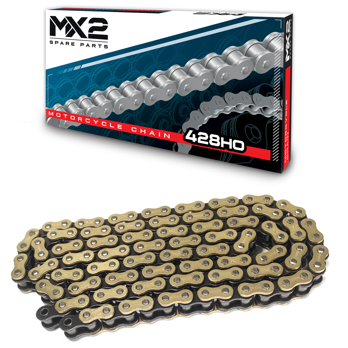 Cadenas : CADENA MX2 428HO X 126L O-RING GOLD AND BLACK